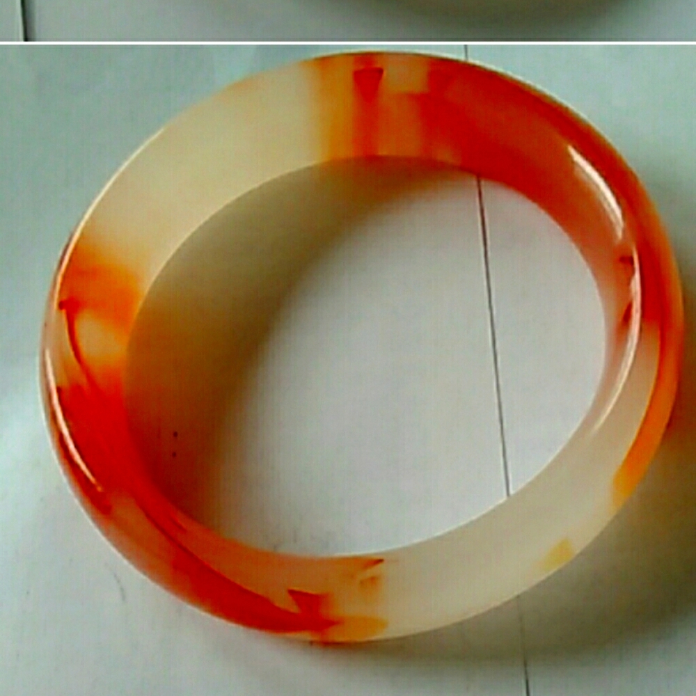 Orange Transparent Jade Bangle Bracelet - Gem